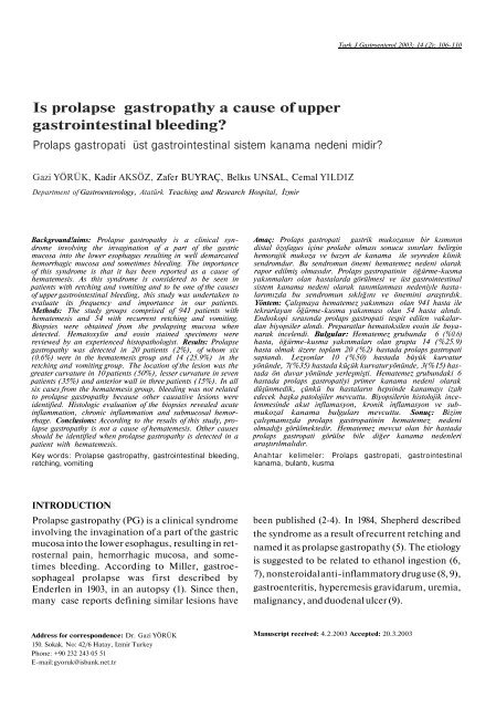 Is prolapse gastropathy a cause of upper gastrointestinal bleeding?