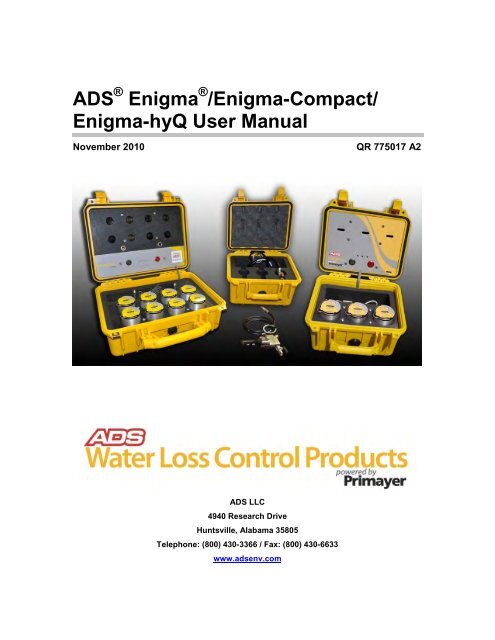 Primayer Enigma Operating Manual - ADS Environmental Services