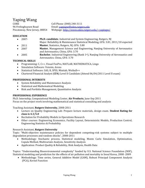 Yaping Wang - Eden.rutgers.edu