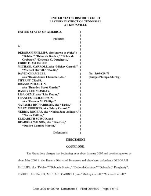 The indictment filed in U.S. District Court detailing the meth case.
