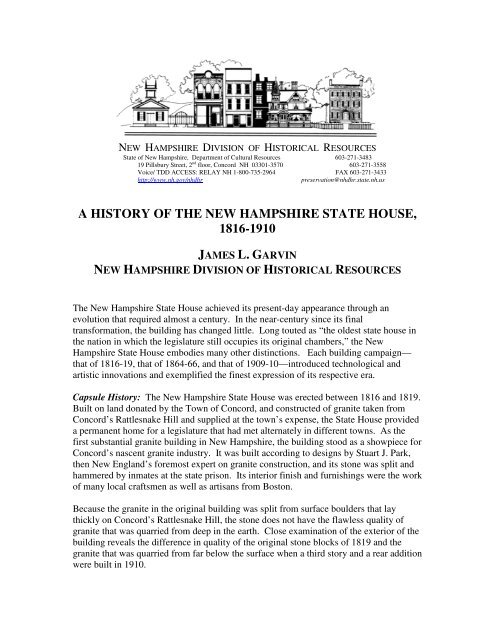 A HISTORY OF THE NEW HAMPSHIRE STATE HOUSE, 1816-1910