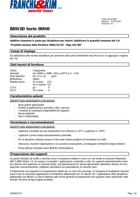 BIOCID Serie 0080 - Franchi e Kim