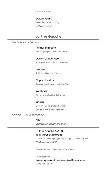 menukaart nl - La Rive