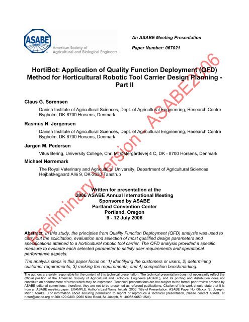 Application of Quality Function Deployment (QFD) - HortiBot