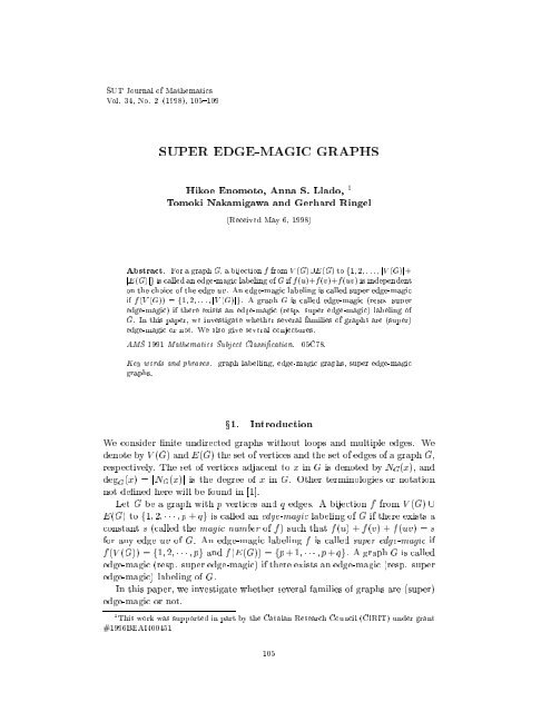 SUPER EDGE-MAGIC GRAPHS