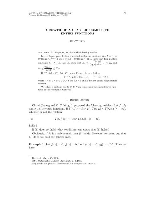 Growth Of A Class Of Composite Entire Functions 1