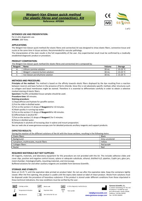 Weigert-Van Gieson quick method - Gennova Scientific