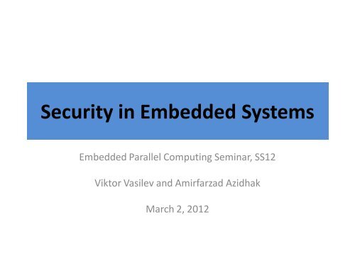 Security in Embedded Systems