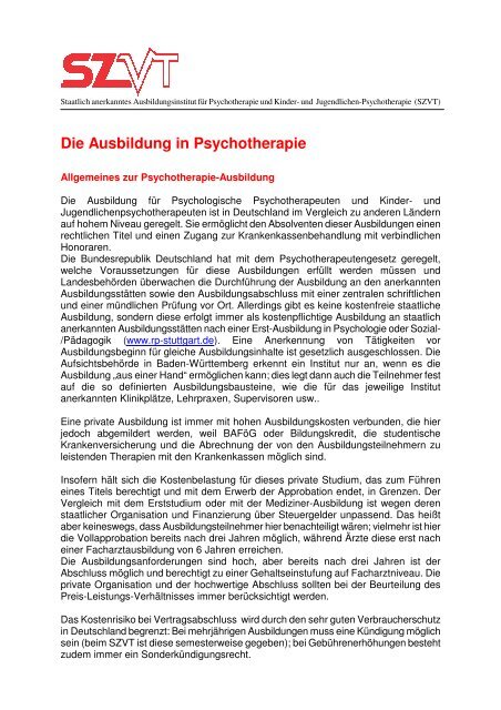 Informationen zur Ausbildung - SZVT