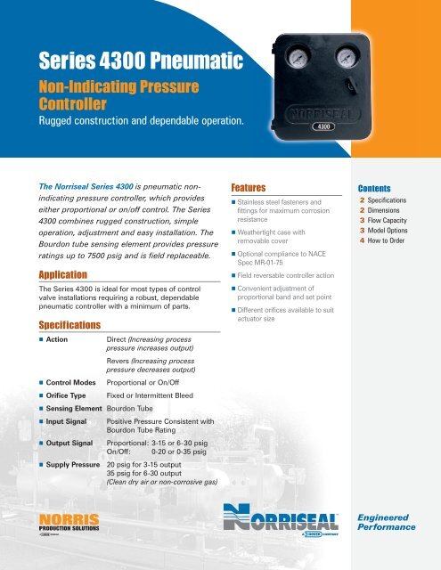 Series 4300 Pneumatic Non-Indicating Pressure Controller - Norriseal
