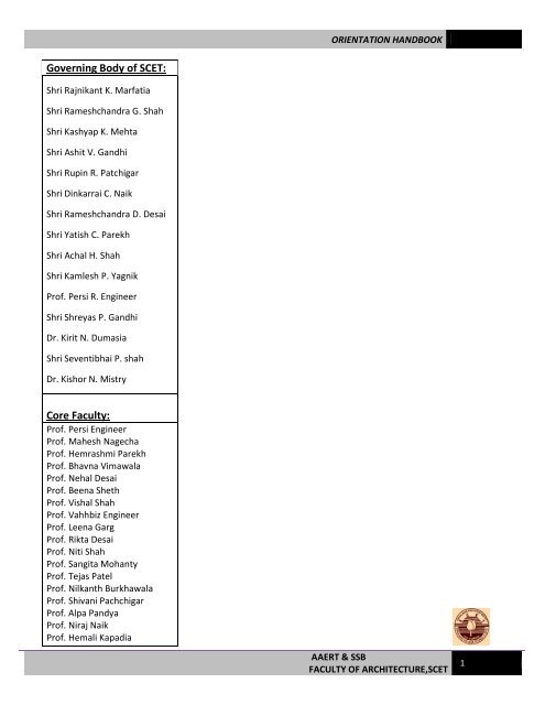 Orientation Manual - SCET College of Architecture