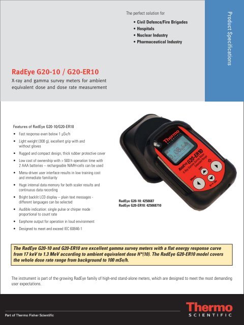 RadEye G20-10 / RadEye G20-ER10 - Thermo Scientific