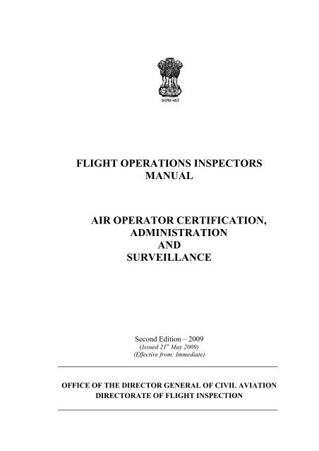 Flight Operations Inspectors Manual - Directorate General of Civil ...