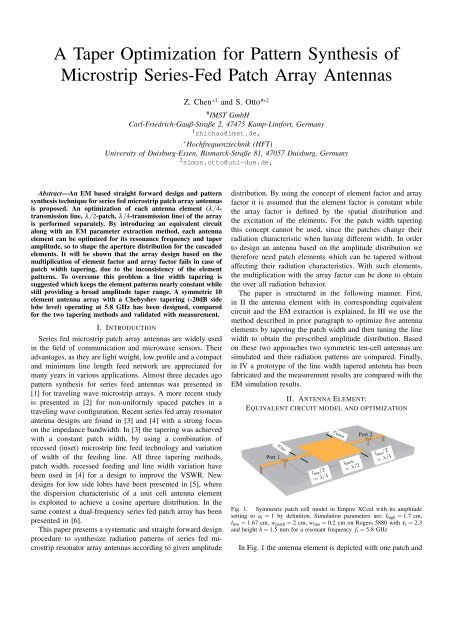 A Taper Optimization for Pattern Synthesis of Microstrip Series-Fed ...