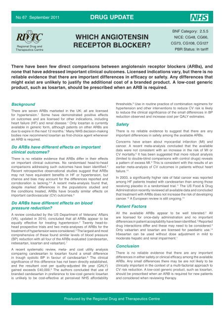 Which angiotensin receptor blocker? - Regional Drug ...