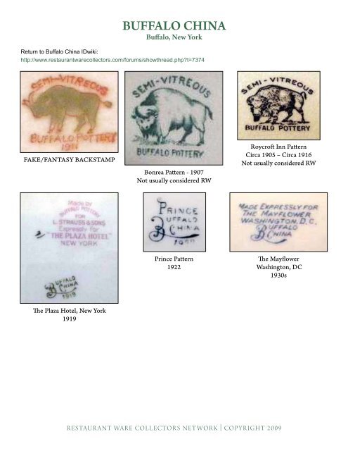 BUFFALO CHINA - The Restaurant Ware Collectors Network