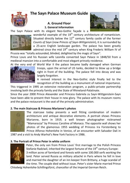 The Sayn Palace Museum Guide