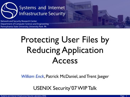 USENIX Security'07 WIP Talk - William Enck