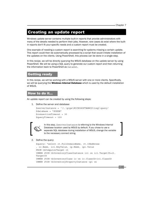 Creating An Update Report