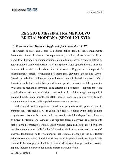 reggio e messina tra medioevo ed eta' moderna