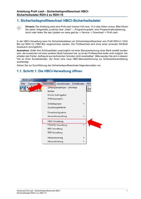 Anleitung Profi cash - Sicherheitsprofilwechsel HBCI ... Anleitung Profi cash - Sicherheitsprofilwechsel HBCI ...