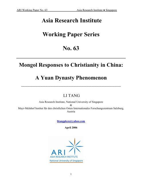 View/Download File - Asia Research Institute, ARI