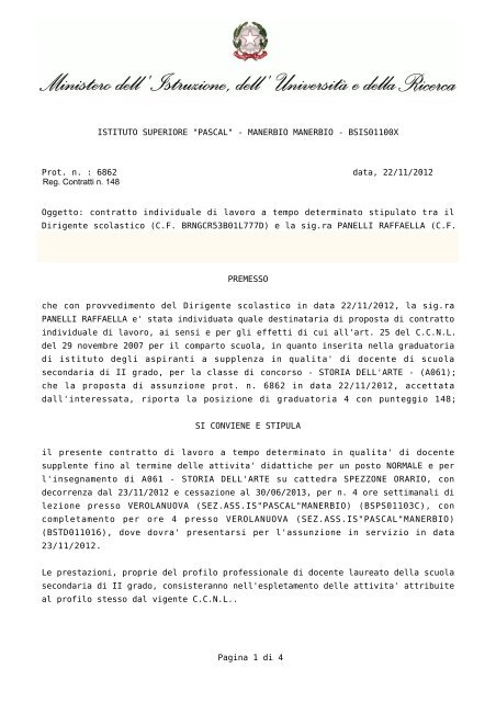 Contratto Panelli - Istituto Pascal