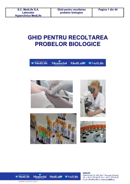 GHID PENTRU RECOLTAREA PROBELOR BIOLOGICE - Medlife