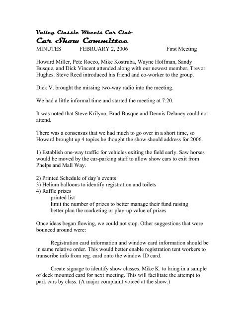 Car Show Committee - AMC Rambler Club (AMCRC)