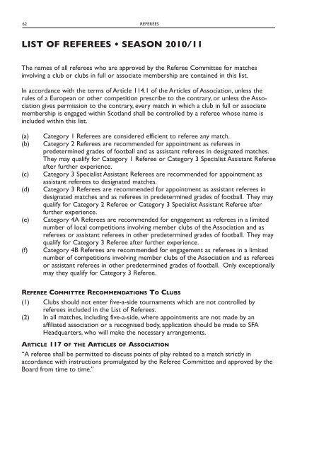 list of referees • season 2010/11 - Scottish Football Association