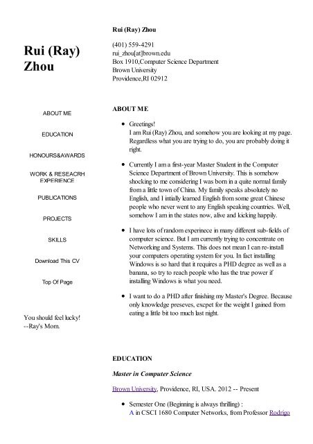 Rui (Ray) Zhou - Brown University