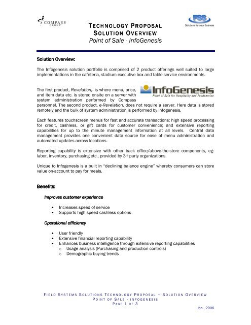 FSS Solution Overview- POS infoGenesis - eurest