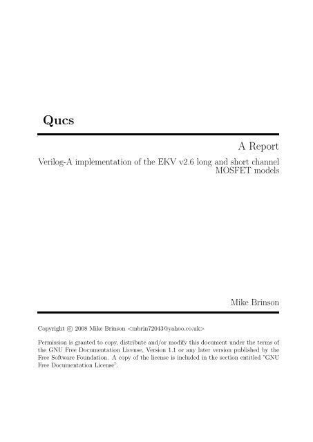 Verilog-A implementation of the EKV v2.6 long and short channel ...