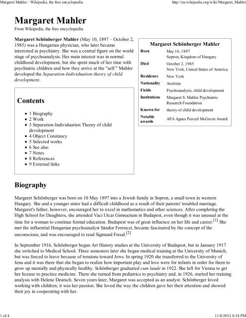 Mahler Theory Of Development Phases