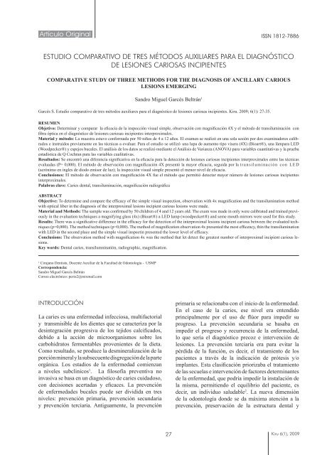 Estudio comparativo de tres métodos auxiliares para el diagnóstico ... Estudio comparativo de tres métodos auxiliares para el diagnóstico ...