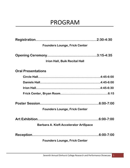 PROGRAM - Research & Performance Showcase - Elmhurst College