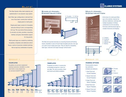 Slatz® Sign System - Clarke Systems
