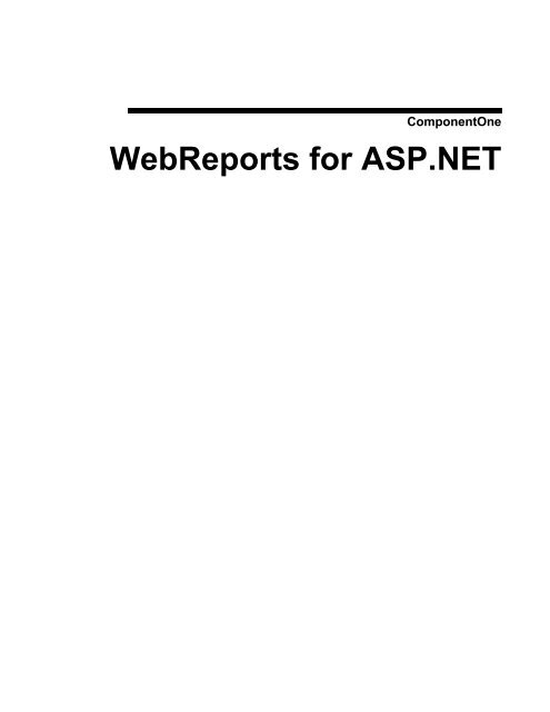 WebReports for ASP.NET - ComponentOne