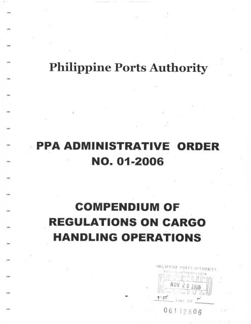 PPA ADMINISTRATIVE ORDER No. 01-2006 - Port District of ...