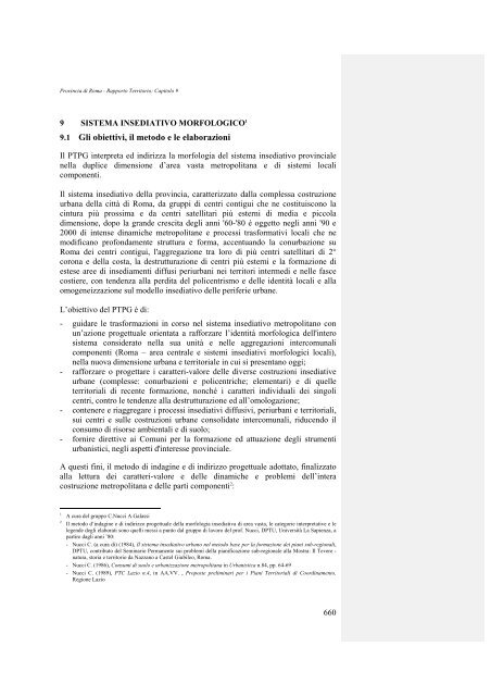 Sistema insediativo morfologico - PTPG - Provincia di Roma