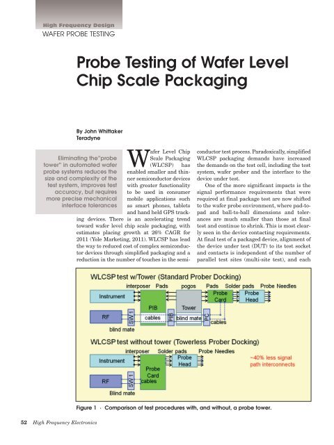 Probe Testing of Wafer Level Chip Scale Packaging - Teradyne