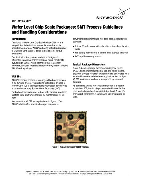 PCB Design and SMT Assembly Guidelines for Wafer Level Chip ...