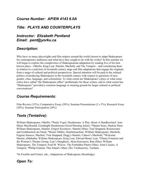 shakespeare essay titles