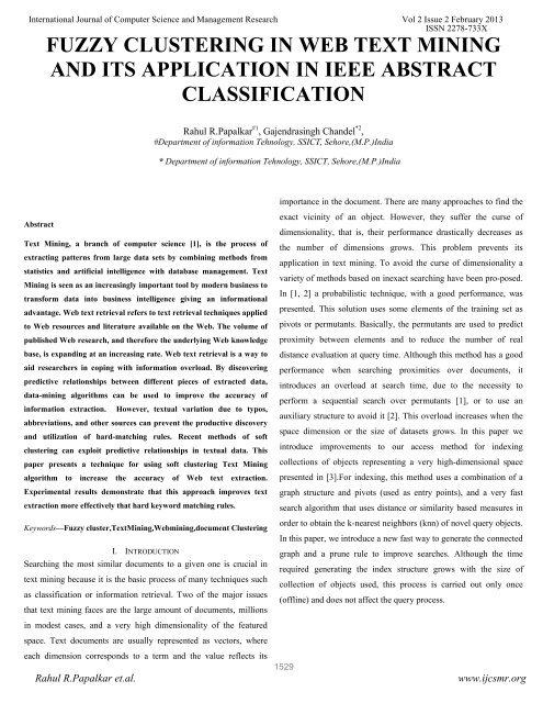 Fuzzy Clustering In Web Text Mining And Its Application Ijcsmr