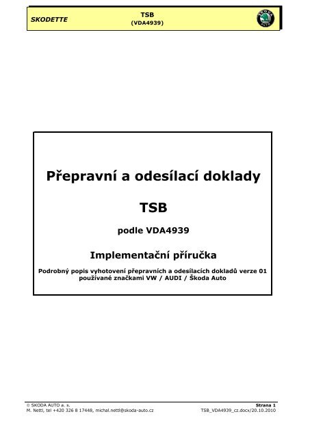 VDA4939 / TSB - EDI - Škoda Auto