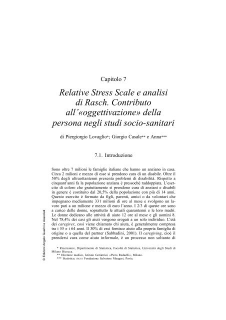 Relative Stress Scale e analisi di Rasch. Contributo all ...