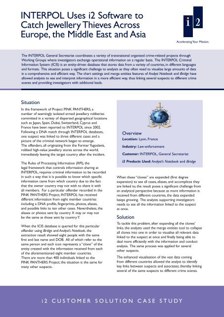 INTERPOL Uses i2 Software to Catch Jewellery ... - Visual Analysis