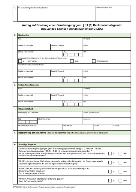 Antrag Erteilung denkmalrechtliche Genehmigung - Landkreis ...