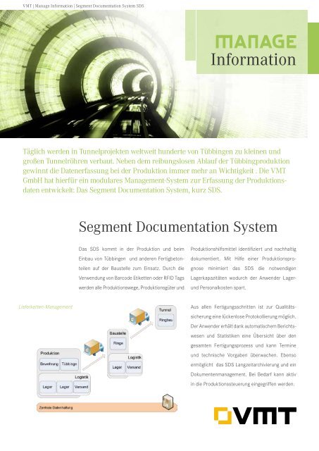 Segment Documentation System SDS Produktdatenblatt - VMT GmbH
