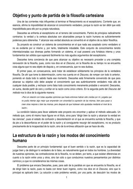 Objetivo y punto de partida de la filosofía cartesiana La estructura ... Objetivo y punto de partida de la filosofía cartesiana La estructura ...